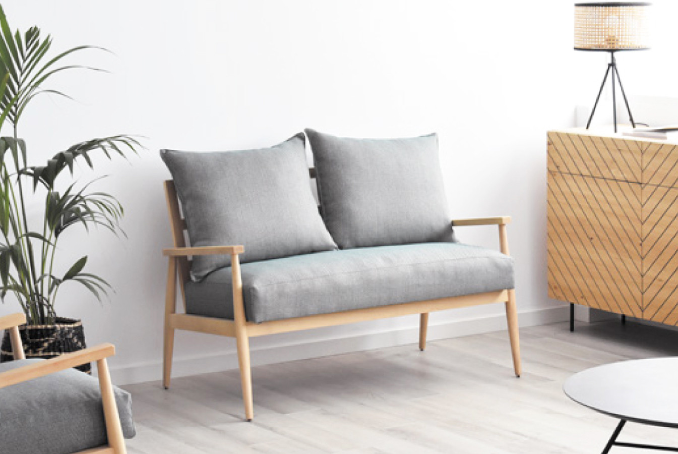 BUTACA DOBLE SALÓN DE ESTILO NÓRDICO EN MADERA | Envío Gratis