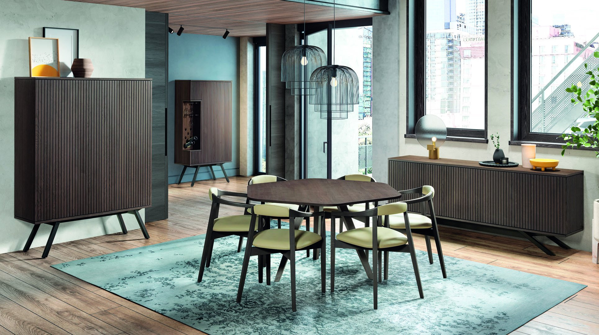 Vitrina bar fabricada en madera maciza de roble | Tudecora