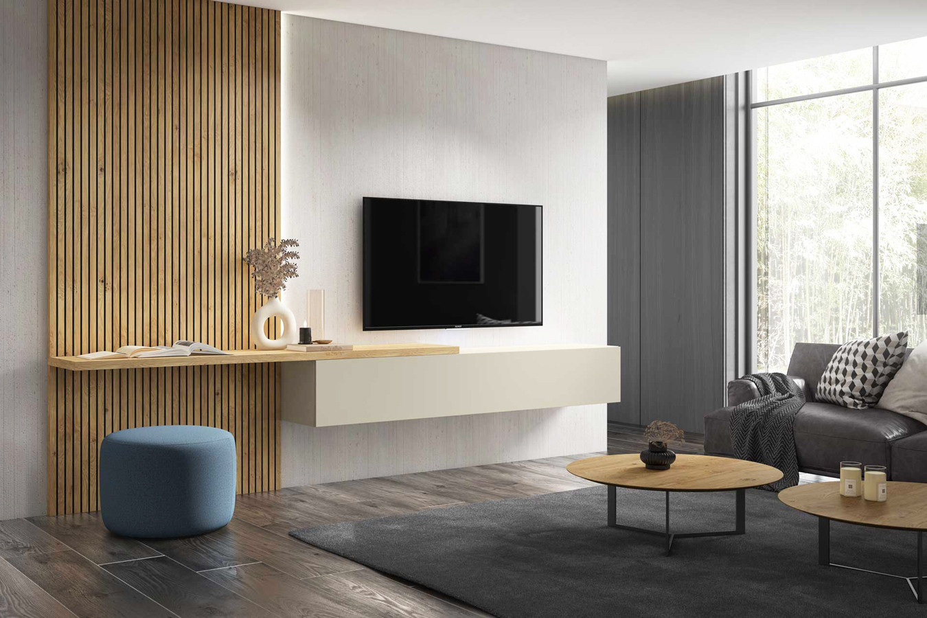 MUEBLE SALÓN PARA TV CON ESCRITORIO INTEGRADO | Envío Gratis